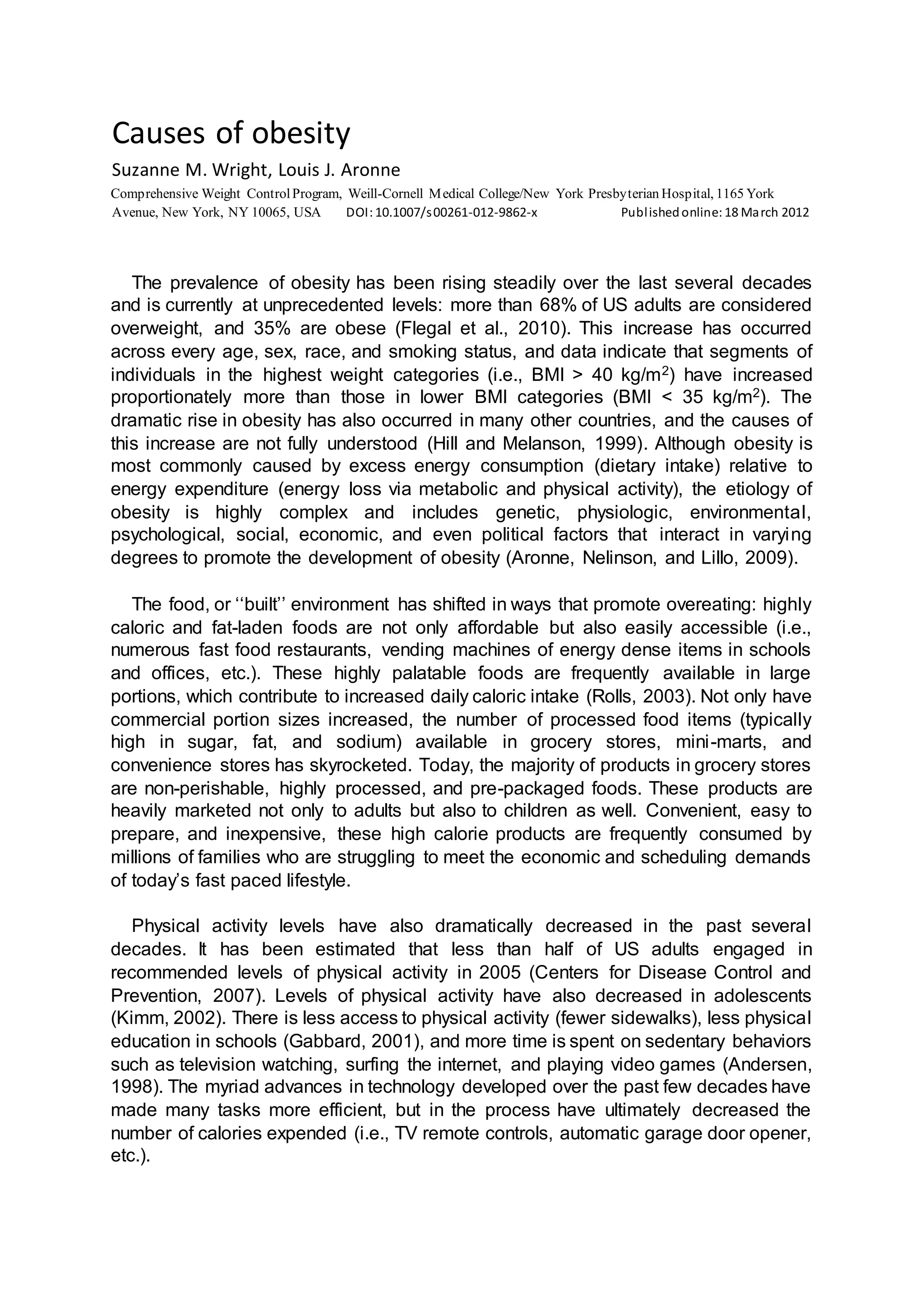 Causes of obesity | DOCX