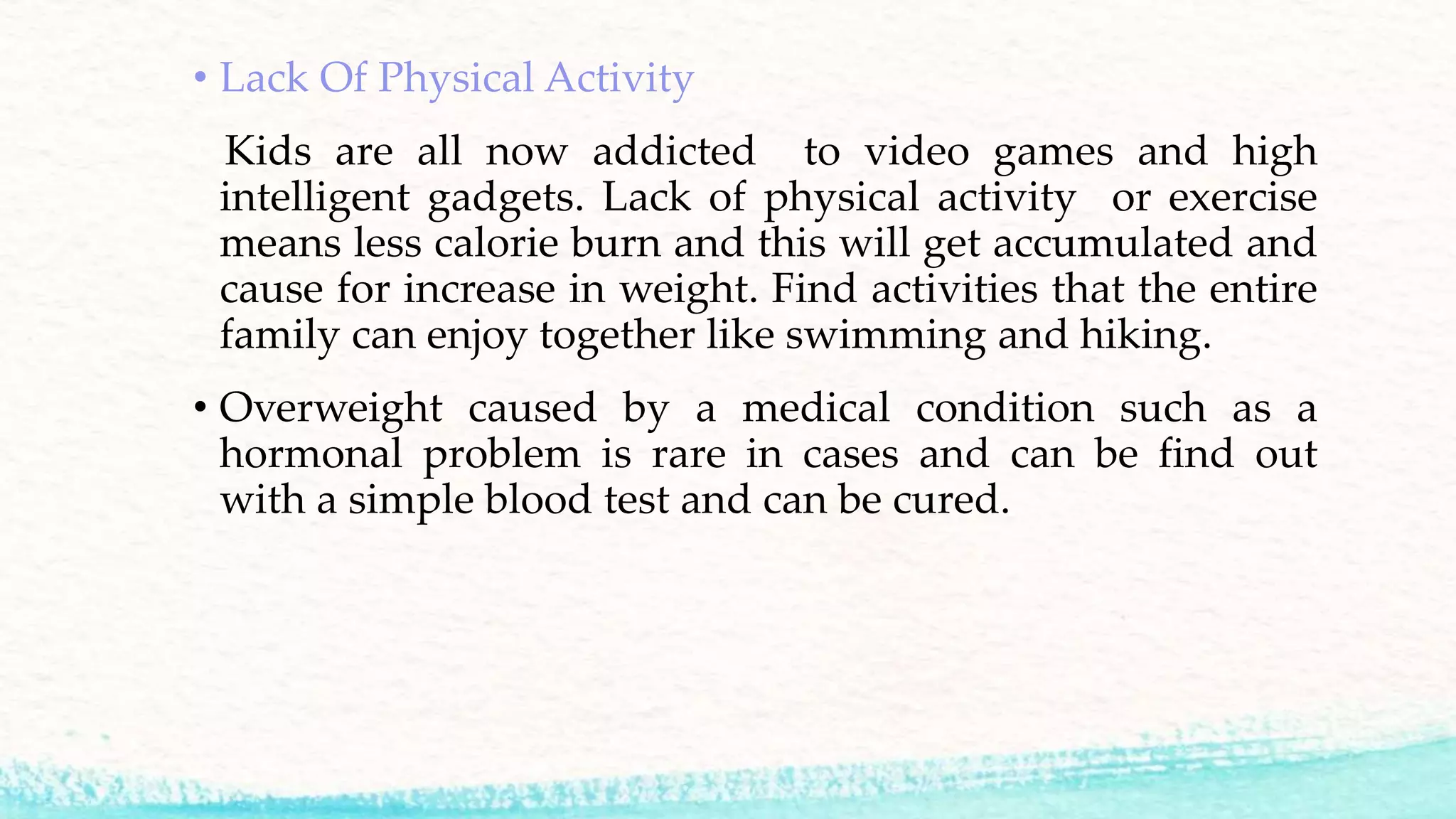 Causes Of Obesity In Children | PPTX