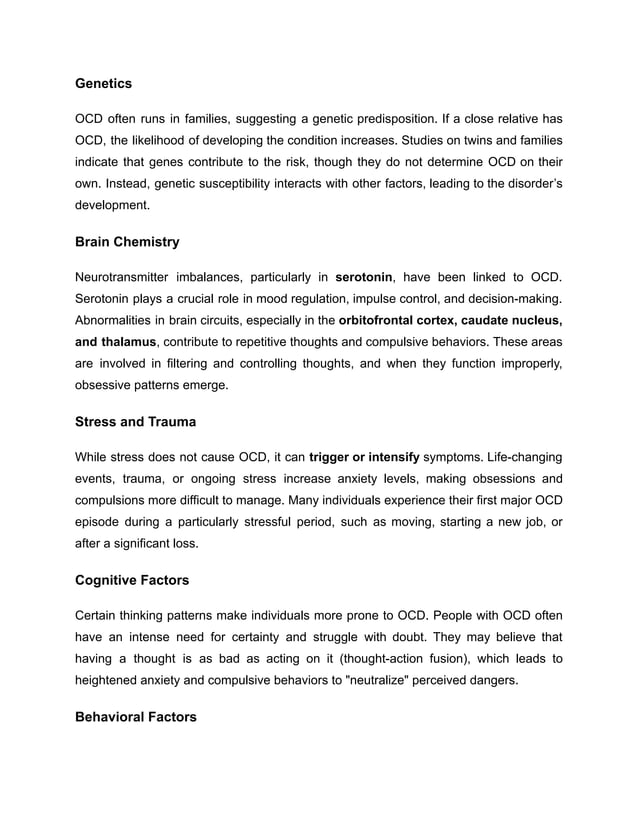 Causes of Obsessive–Compulsive Disorder ( OCD ) | PDF
