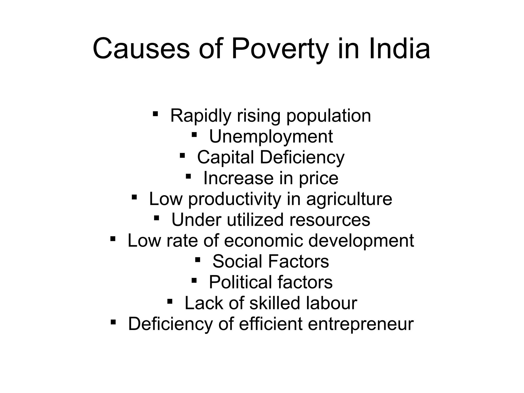 CAUSES OF POVERTY in india's propsective | PPT