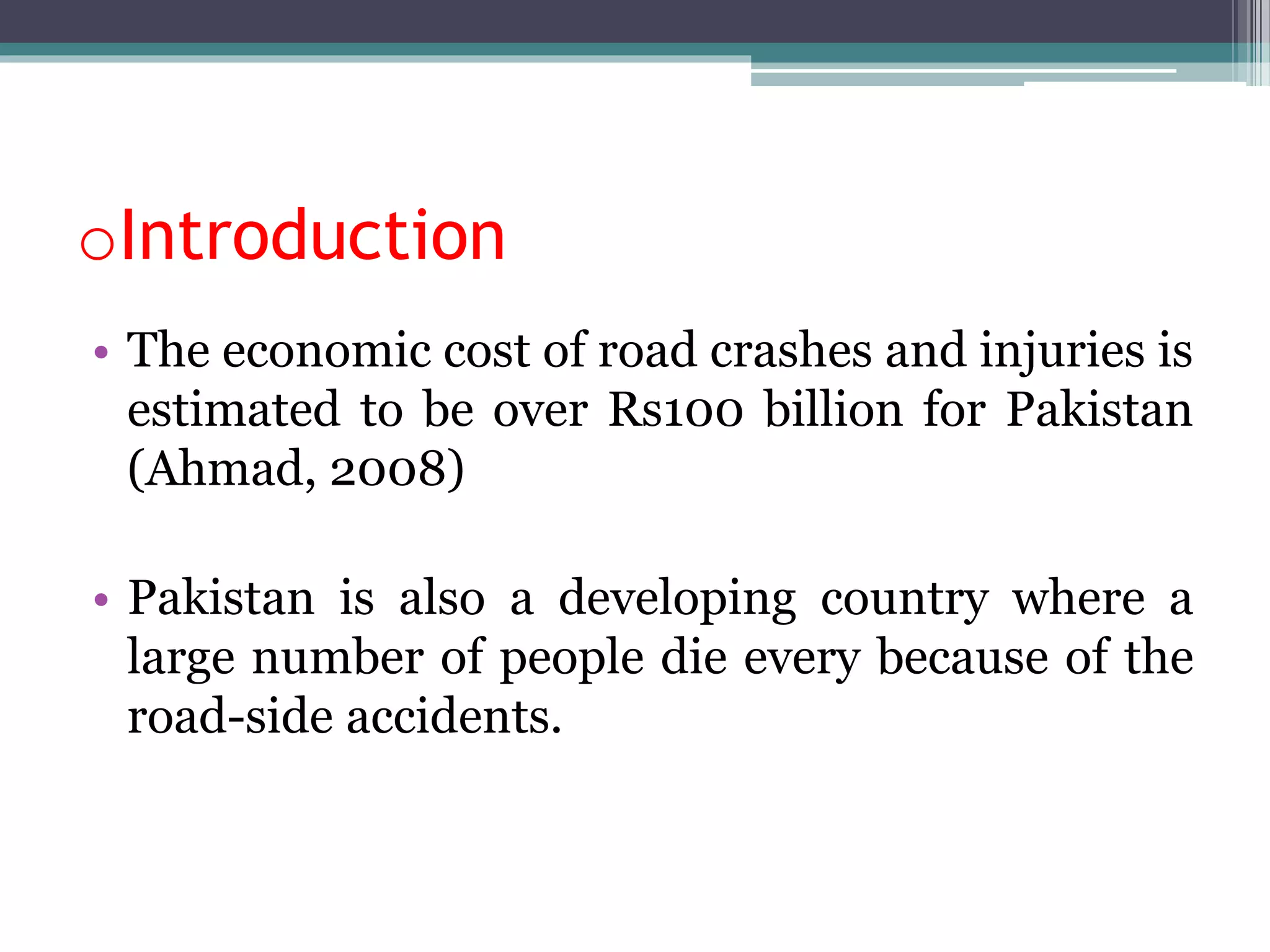 Causes of road accident in pakistan slides | PPTX