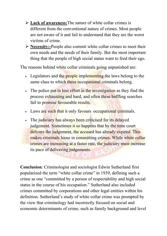 Causes of soco economic crimes or white collar crimes | PDF | Crime ...