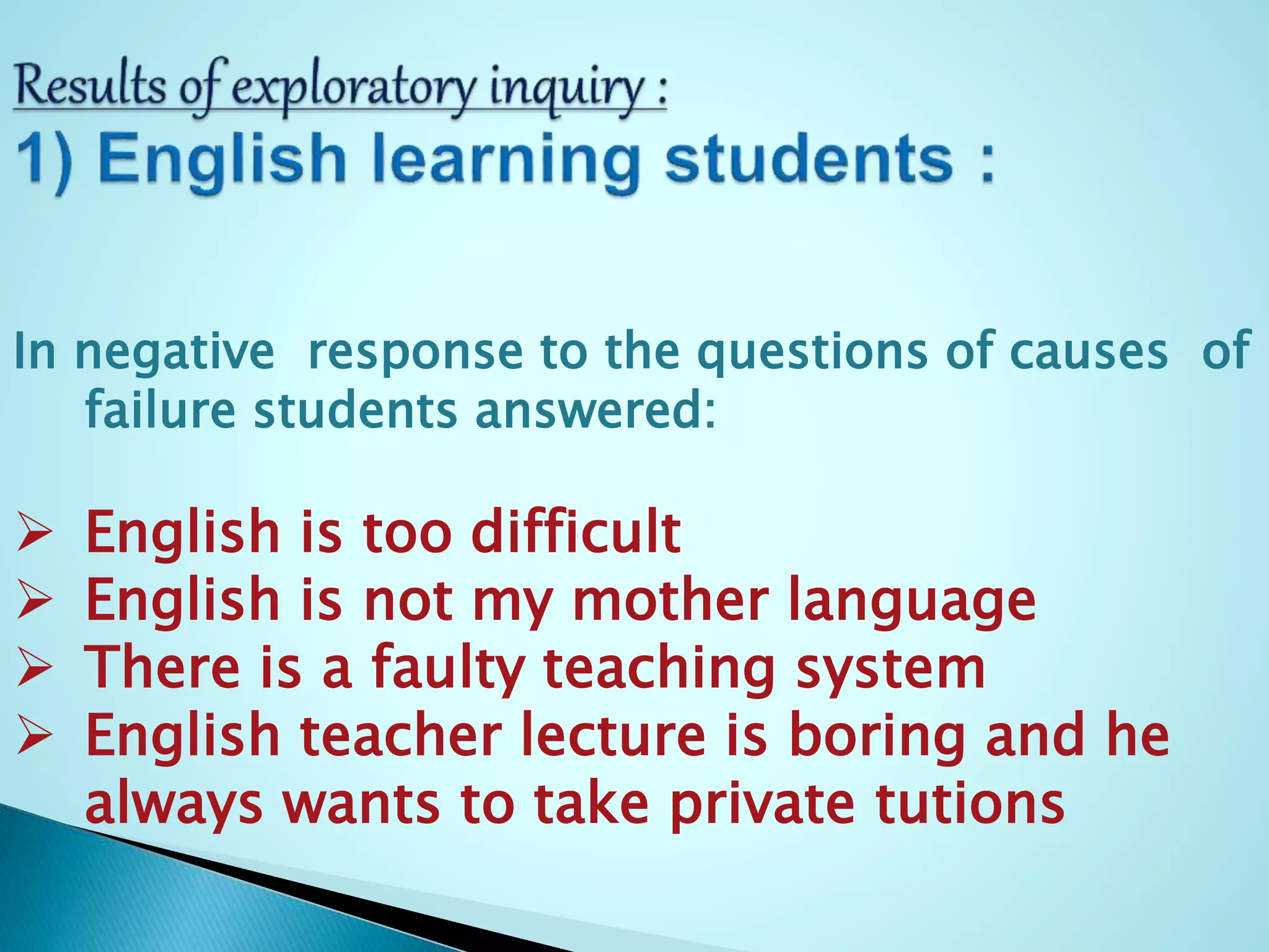 Causes of students’ failure in english at secondary level | PPTX