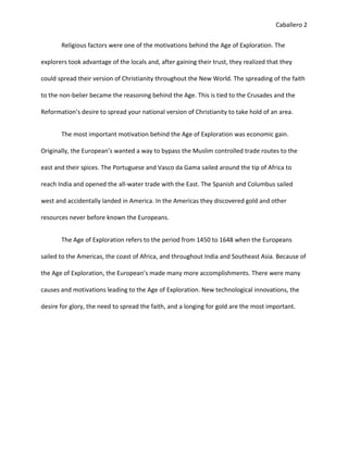 Causes of the Age of Exploration | DOCX | Travel