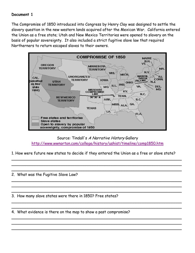 Causes of the civil war dbq w/questions | PDF