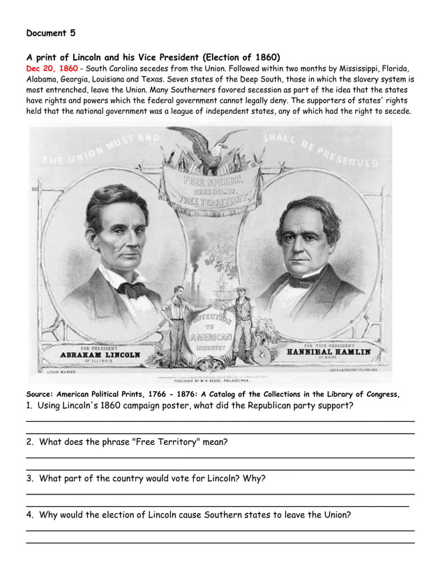 Causes of the civil war dbq w/questions | PDF