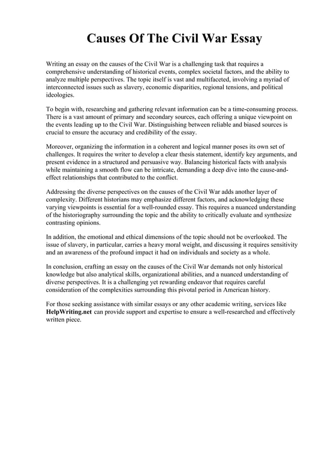 Causes Of The Civil War Essay.pdf | Education