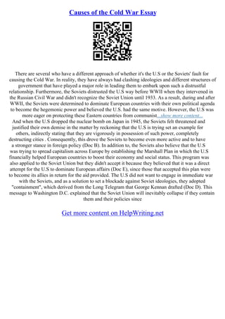 Causes Of The Cold War Essay | PDF