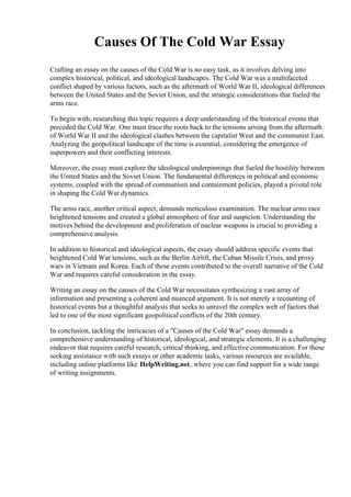 Causes Of The Cold War Essay | PDF