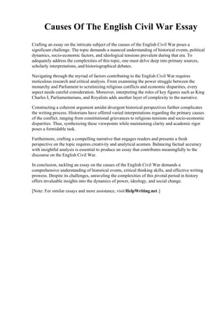 Causes Of The English Civil War Essay | PDF