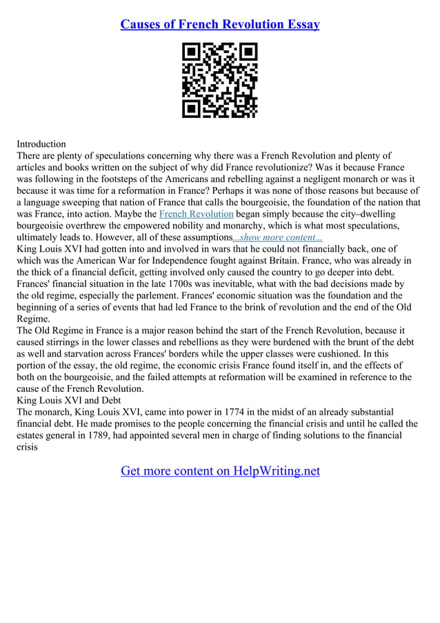 Causes Of The French Revolution Essay | PDF