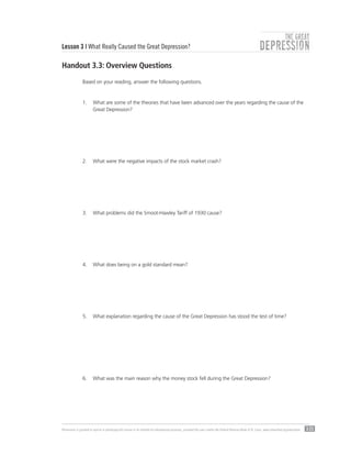 Causes of the Great Depression | PDF