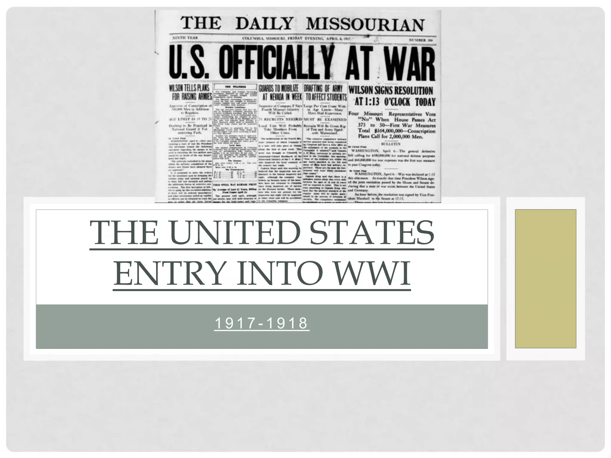 Causes of US Entry Into WWI.ppt | Death, Injury, or Military Conflict ...