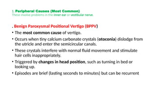 Causes of vertigo due to vestibular disorders | PPT