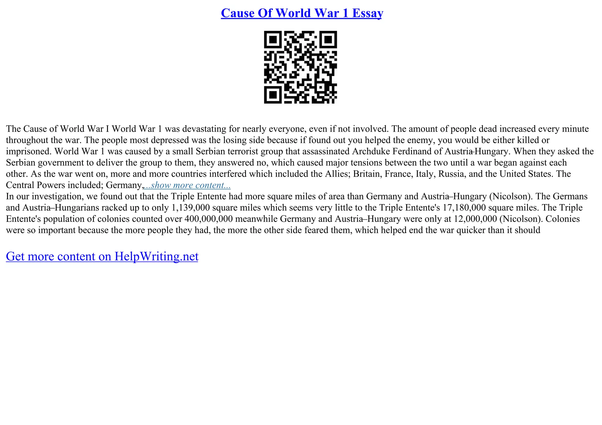 Causes Of World War 1 Dbq | PDF