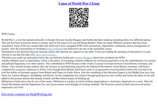 Causes Of World War 1 Dbq | PDF