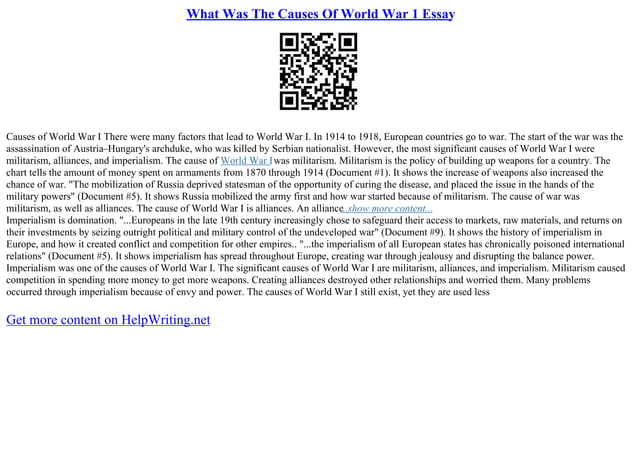 Causes Of World War 1 Dbq | PPT