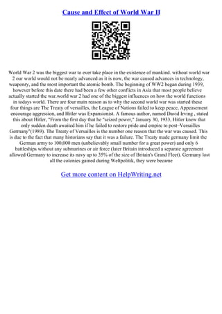Causes Of World War 2 Essay | PDF