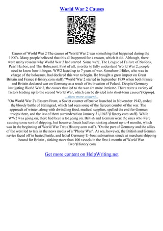 Causes Of World War 2 Essay | PDF