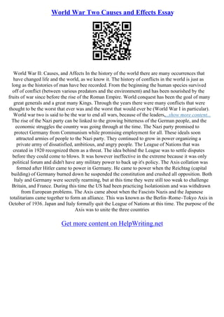 Causes Of World War 2 Essay | PDF