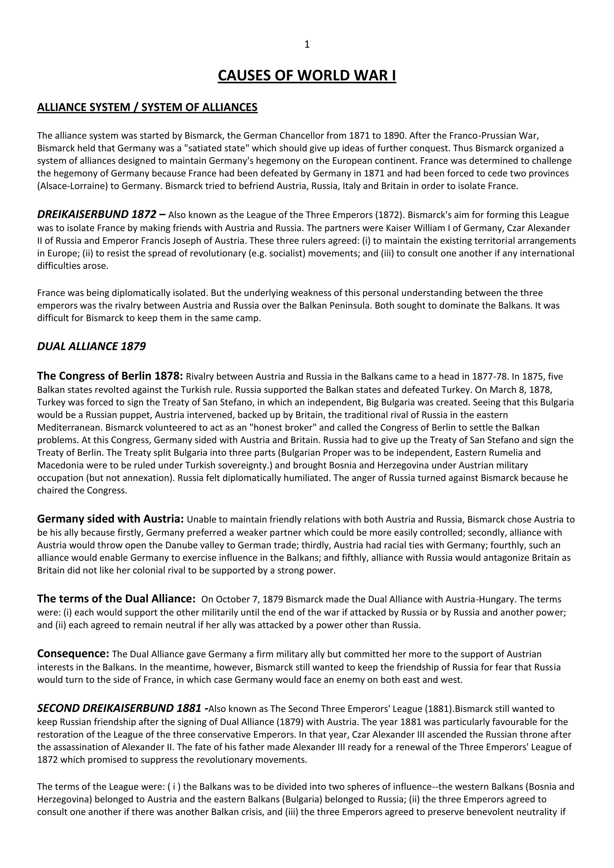CAPE HISTORY Causes of world war i | DOCX