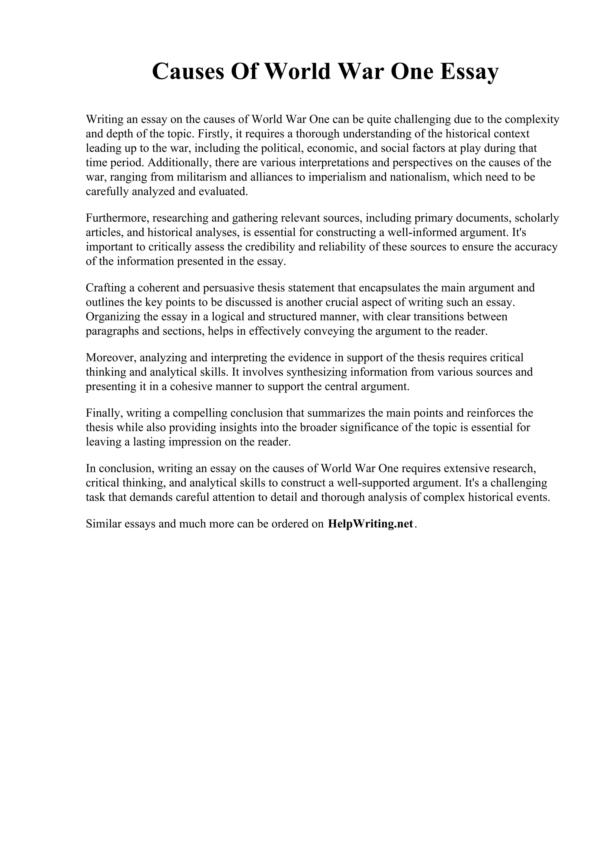 Causes Of World War One Essay.pdf