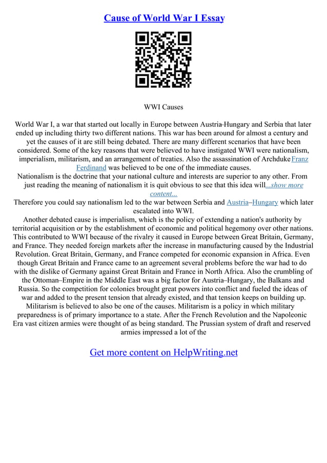 Causes Of Ww1 Essay | PDF