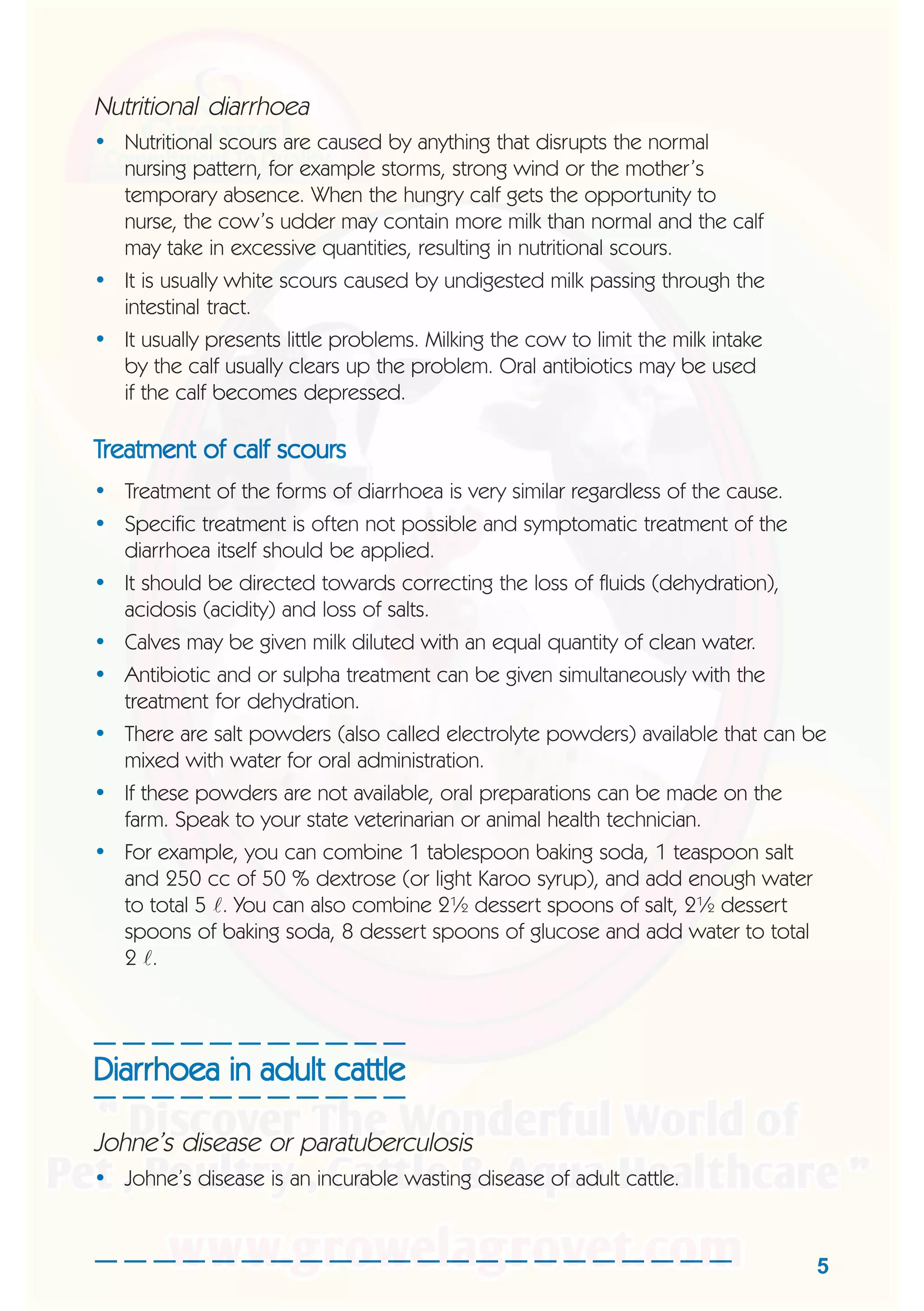 Causes & Treatment of Diarrhoea in Cattle | PDF