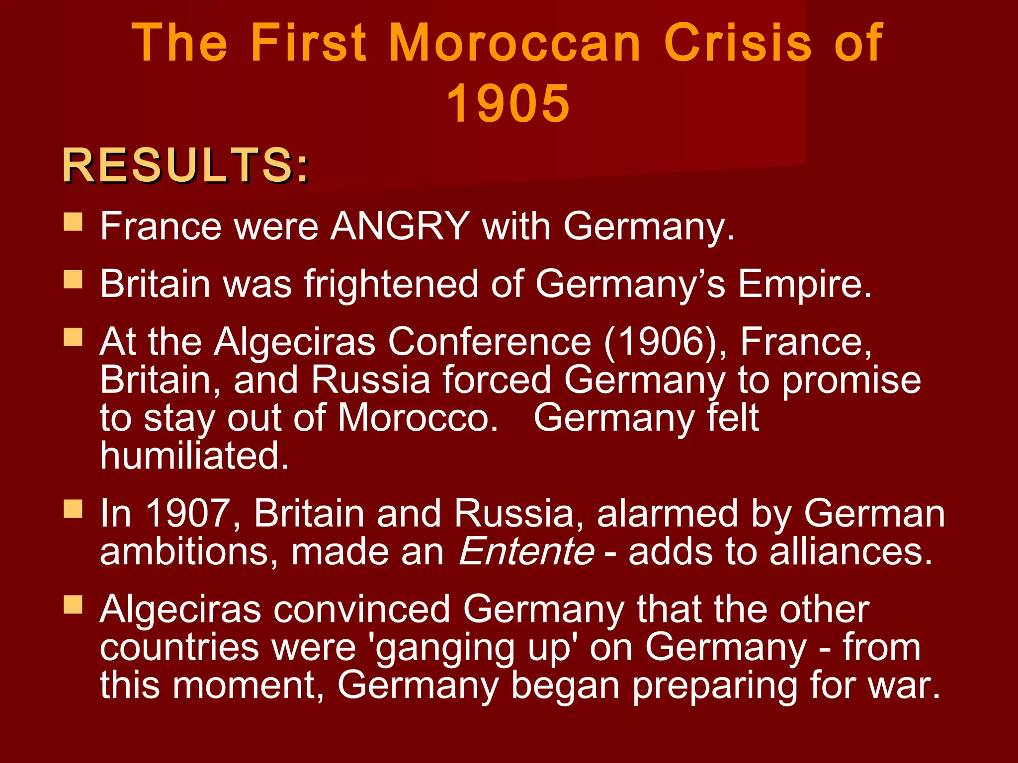 Causes WW1 Crises 1905-14 | PPT