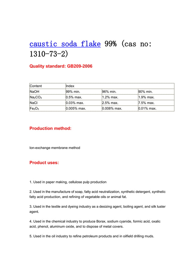 Caustic soda | PDF