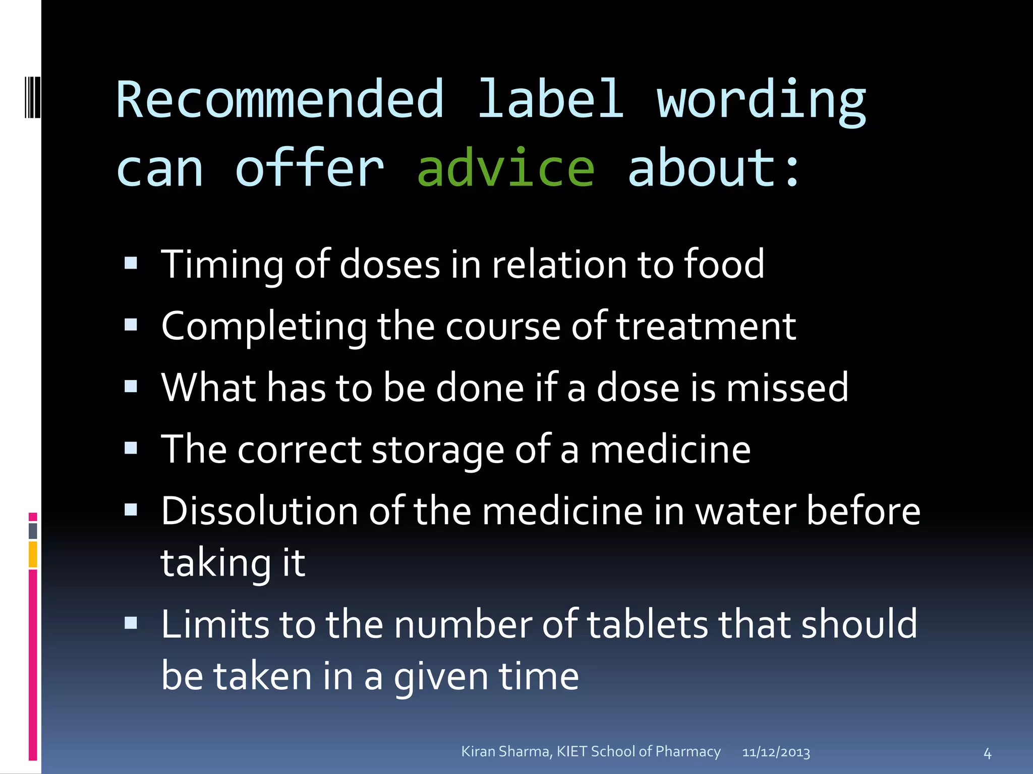Cautionary and advisory labels for medicines | PPTX