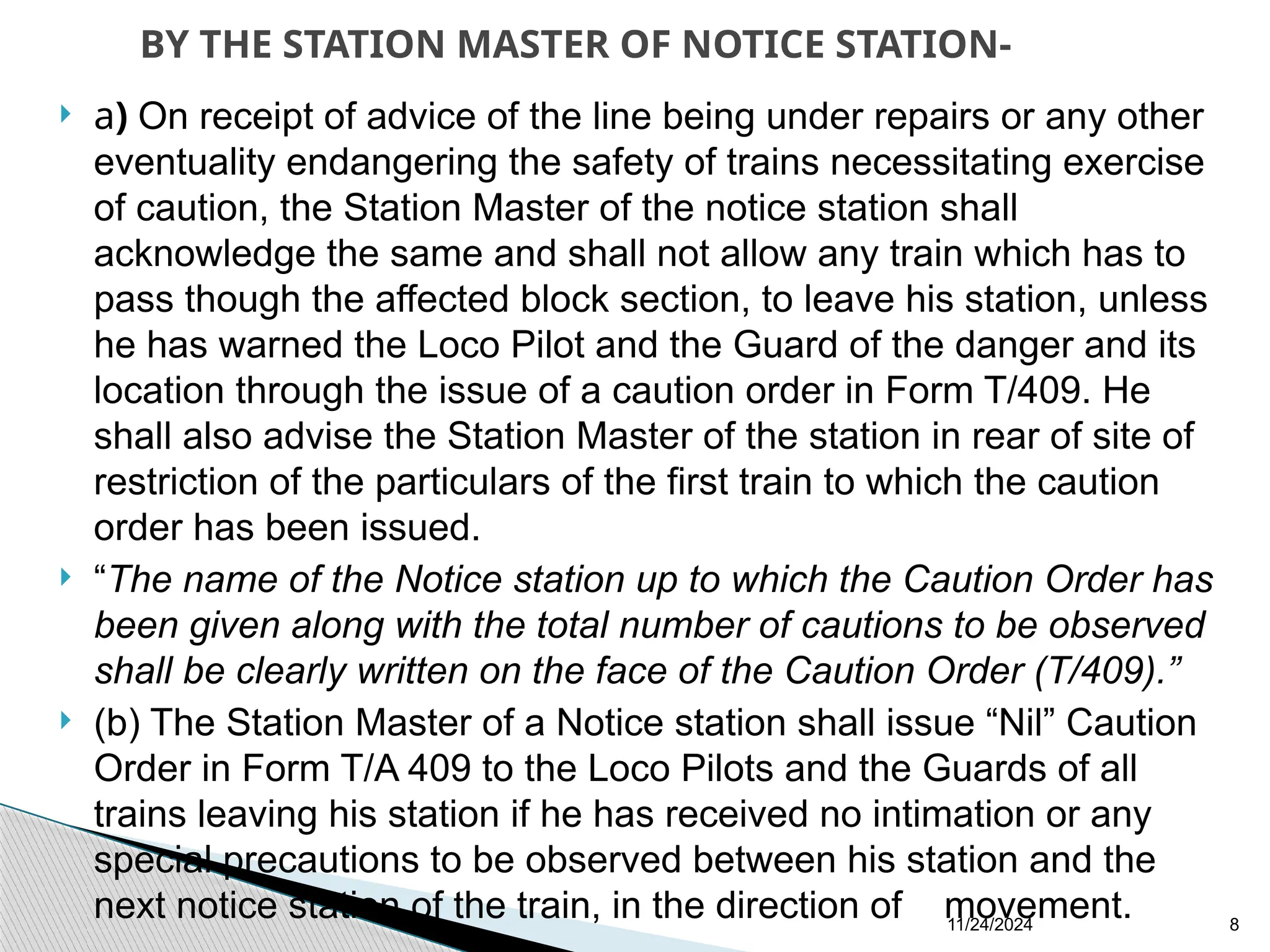 CAUTION ORDER preparing, transmission, issue and cancellation | PPTX