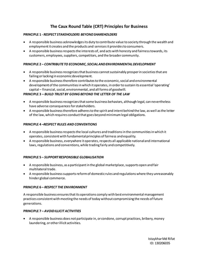 Caux Round Table | PDF