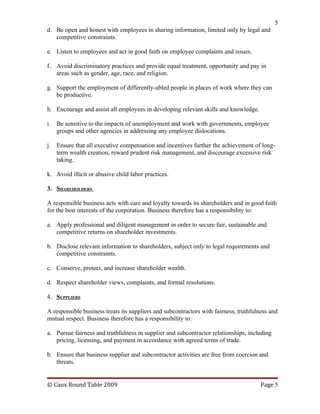 Caux Round Table - Principles for Responsible Business | PDF