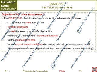 CA Varun Sethi IndAS 113 - Fair Value Measurements | PDF