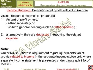 CA Varun Sethi Ind AS 20 - Accounting for Government Grants | PDF
