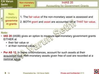 CA Varun Sethi Ind AS 20 - Accounting for Government Grants | PDF