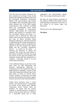 Caveat - VOLUME 06/I, NOVEMBER 2009 - LBH Masyarakat | PDF | Politics