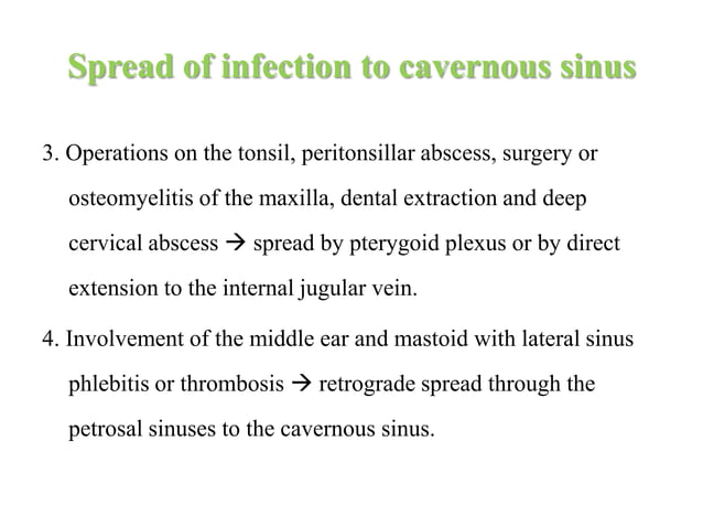 Cavernous sinus thrombosis.pdf ppt | PPTX | Ear, Nose and Throat ...
