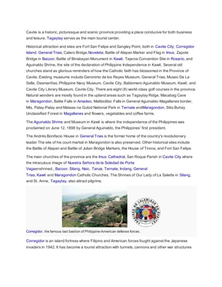 Cavite is a historic | DOCX | South America Travel | Travel Locations