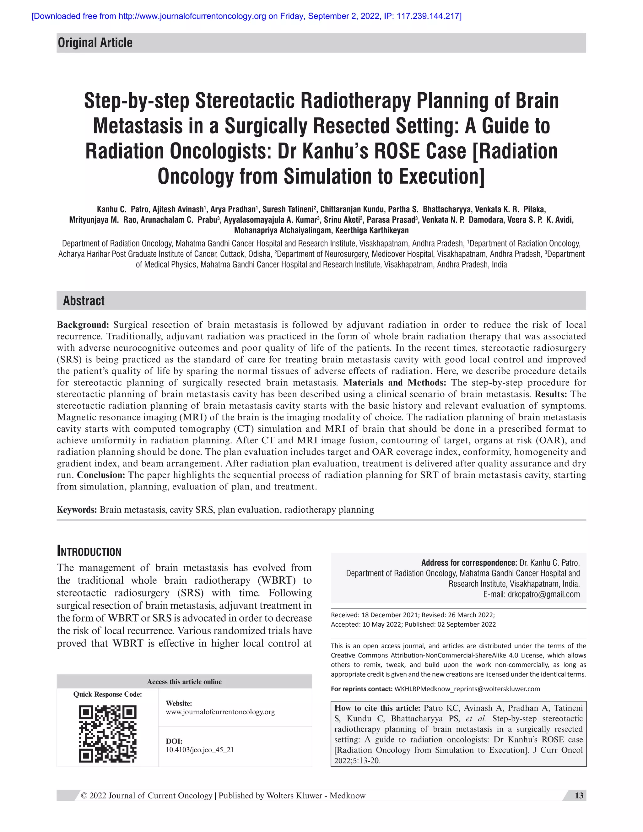 BRAIN MET CAVITY SRS ROSE | PDF