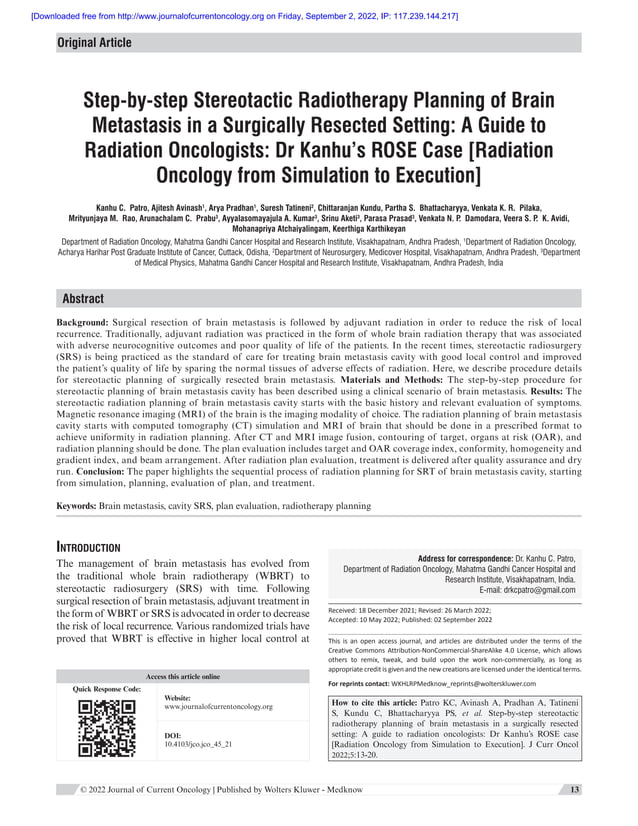 BRAIN MET CAVITY SRS ROSE | PDF | Brain and Nervous System Disorders ...