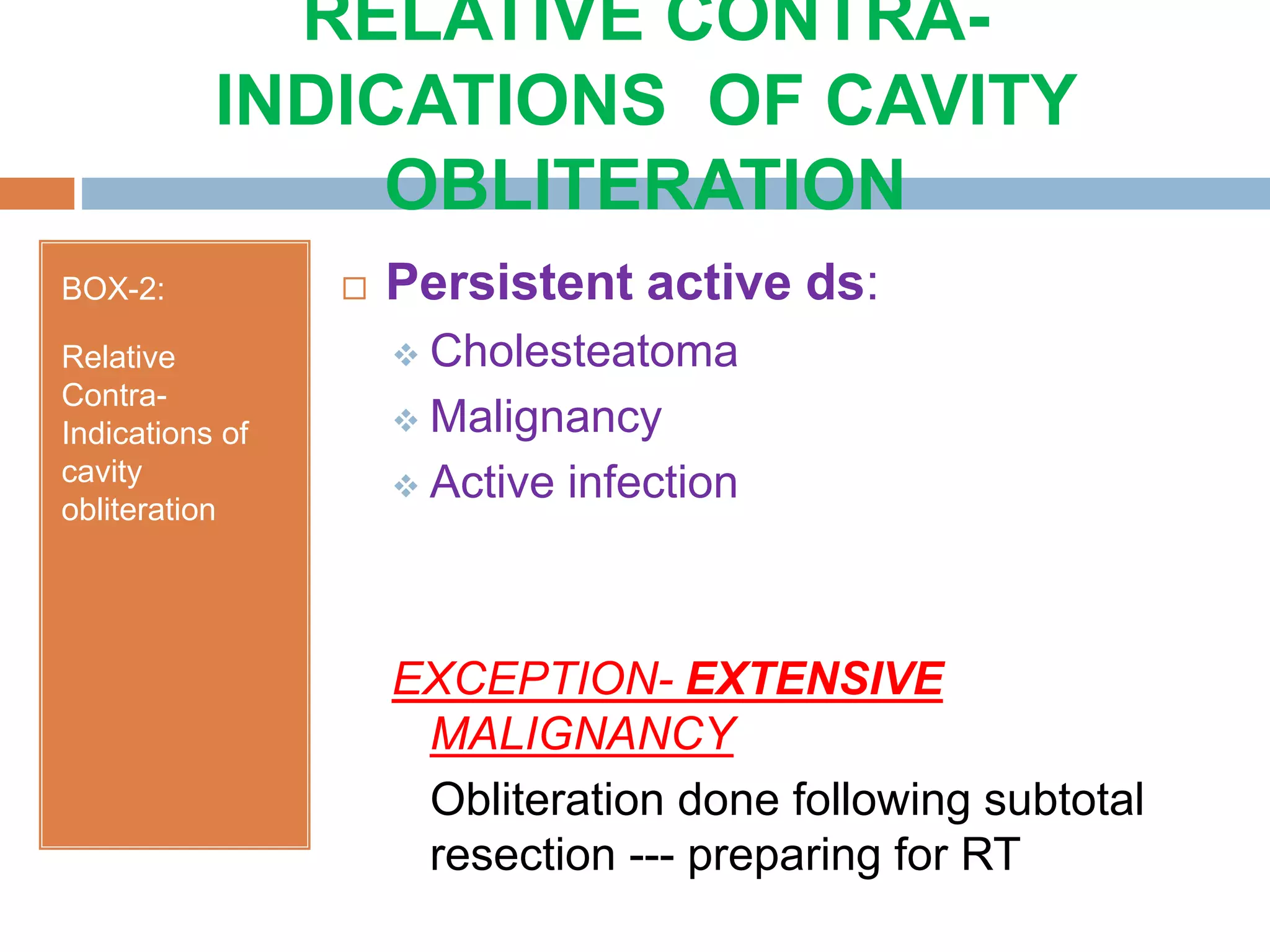 Cavity obliteration @ sayan | PPTX