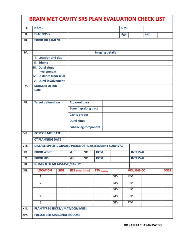 Brain met Cavity SRS plan evaluation | DOCX