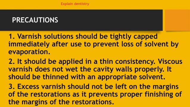 cavity Varnish | PPTX | Dental Health | Diseases and Conditions
