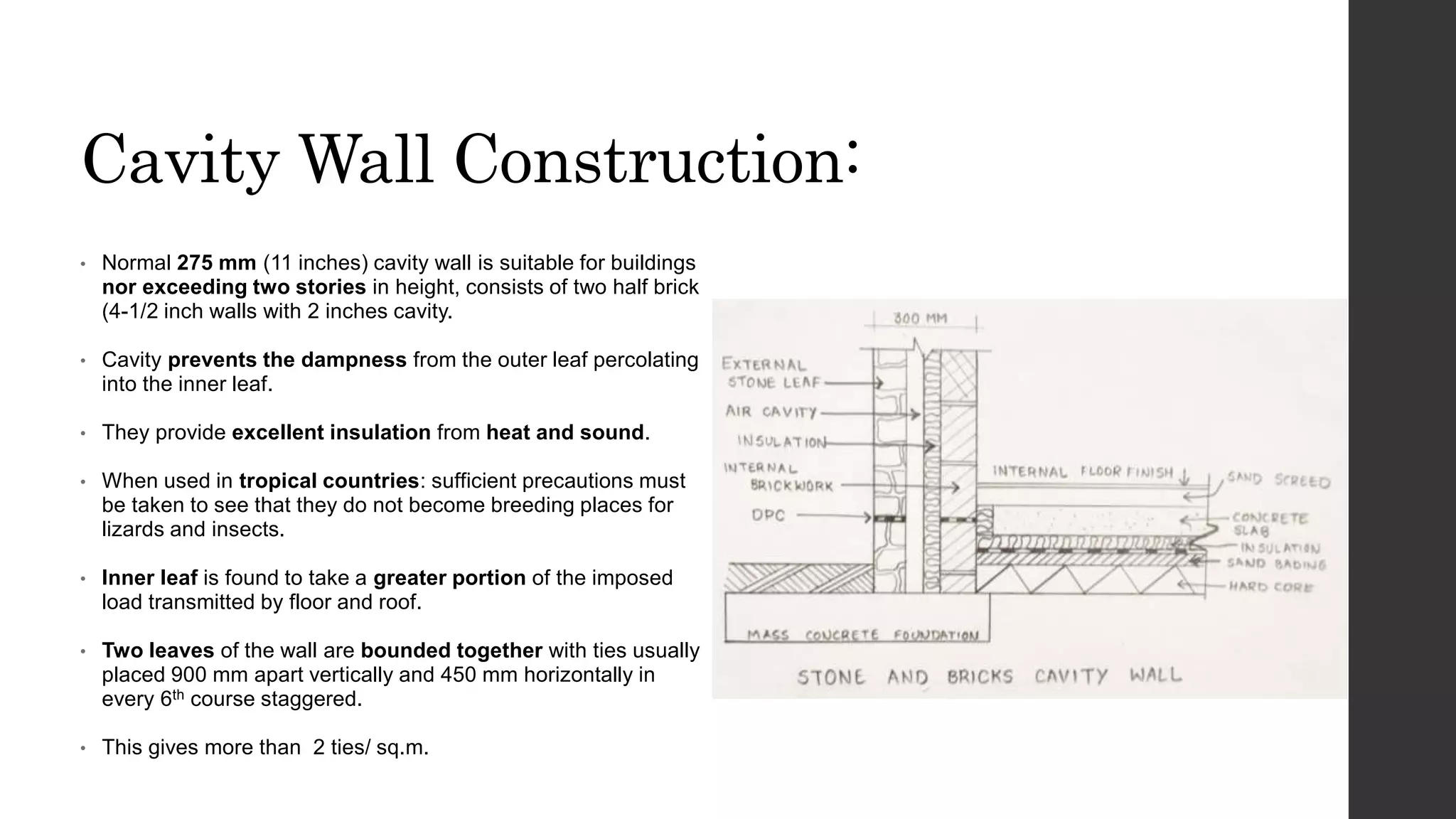 Cavity walls, Building construction, passive cooling | PPTX