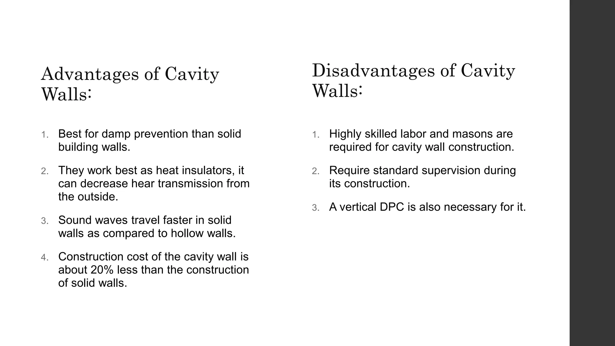 Cavity walls, Building construction, passive cooling | PPTX