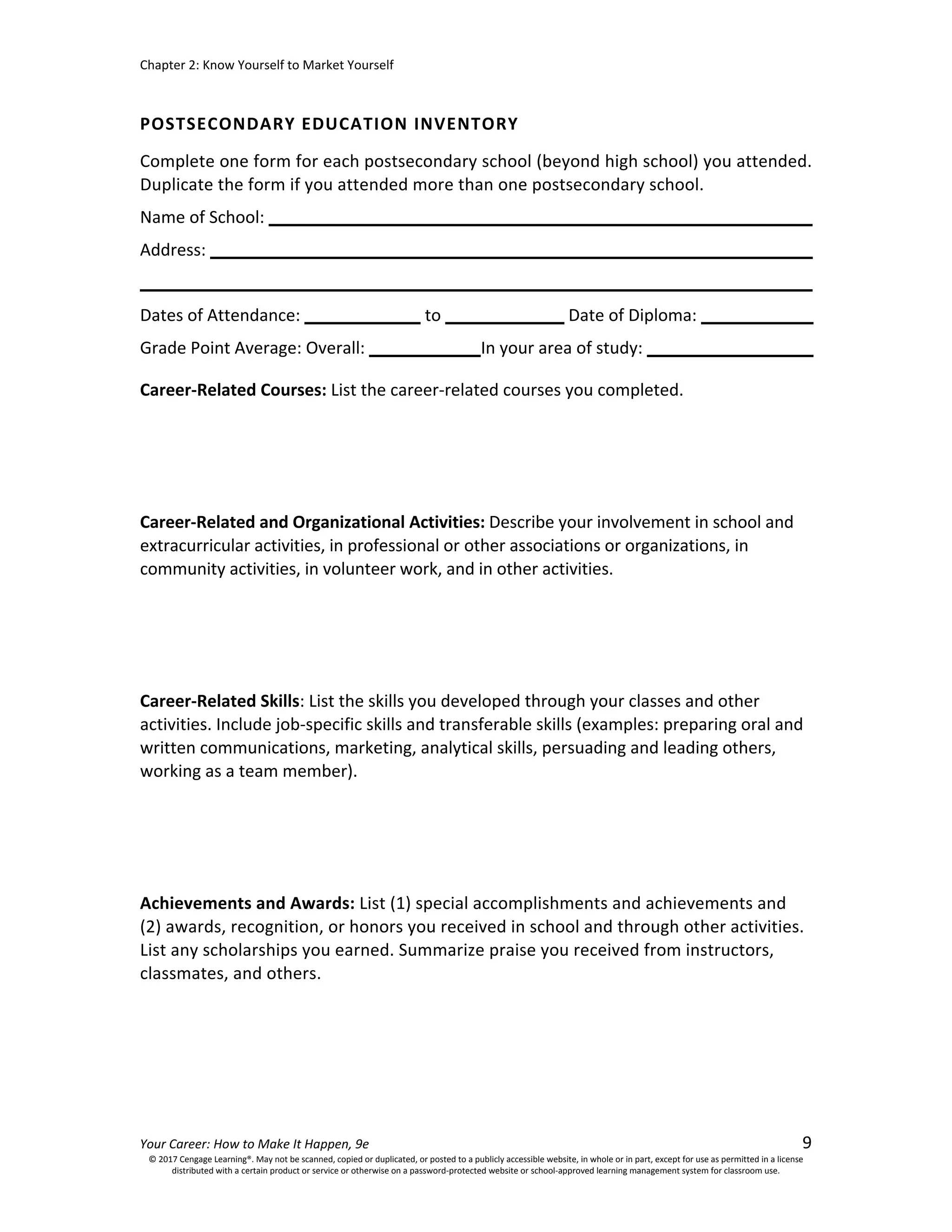 Caw 2 1 education, training, and activities inventory | PDF