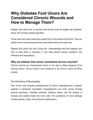 Why Diabetes Foot Ulcers Are Considered Chronic Wounds and How to ...