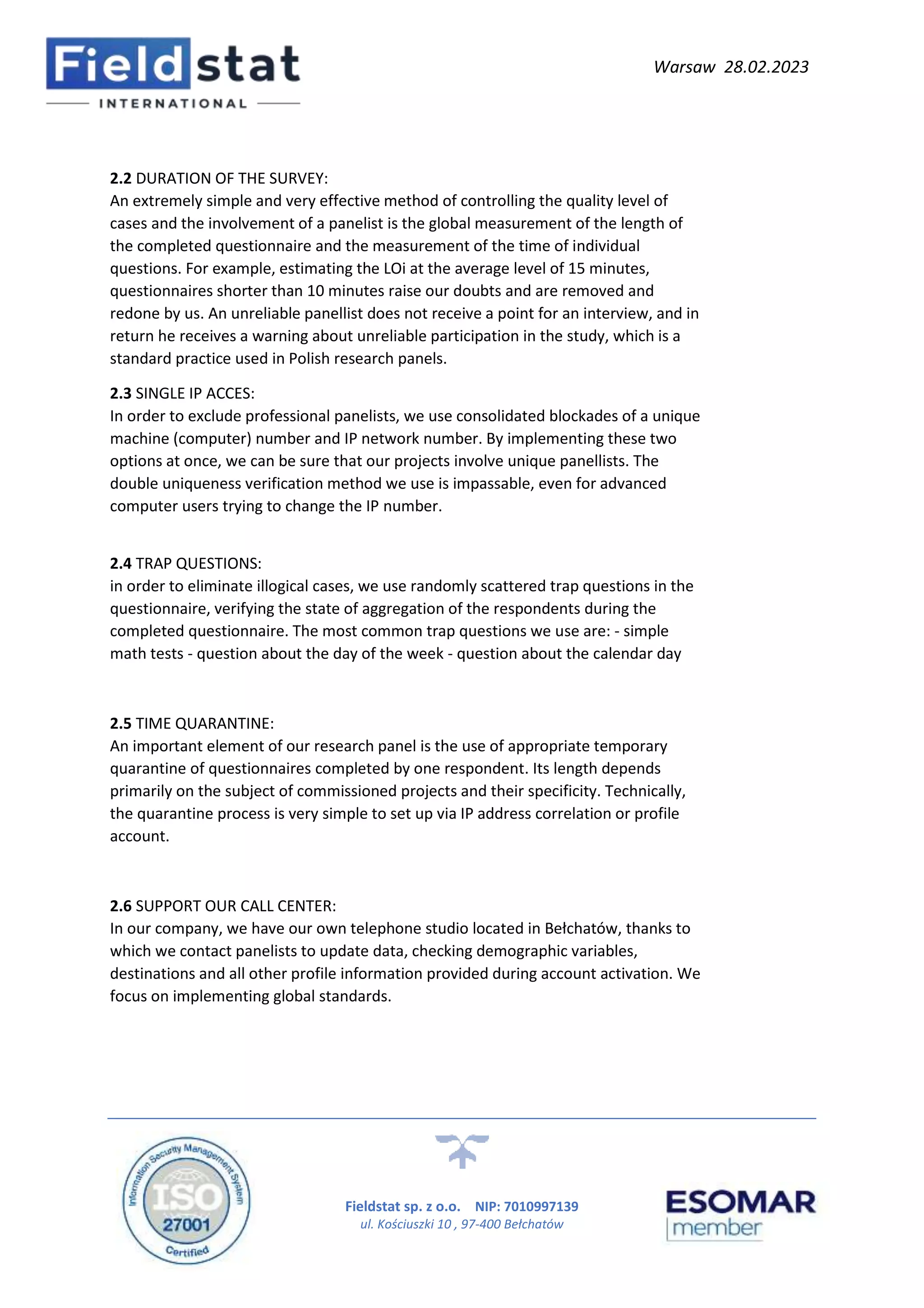 CAWI quality documentation | DOCX